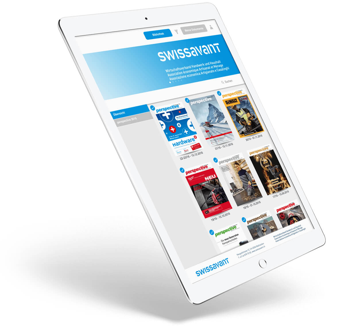 Swissavant digital - Perspective fürs Tablet und als App